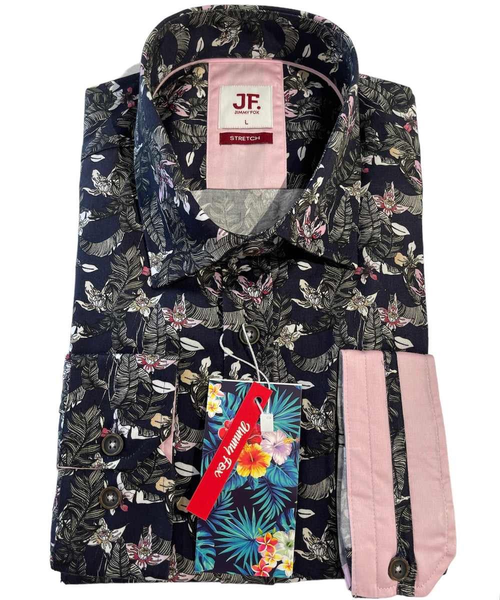 JIMMY FOX 23300 L/S Shirt - Navy Floral – E-Male Store