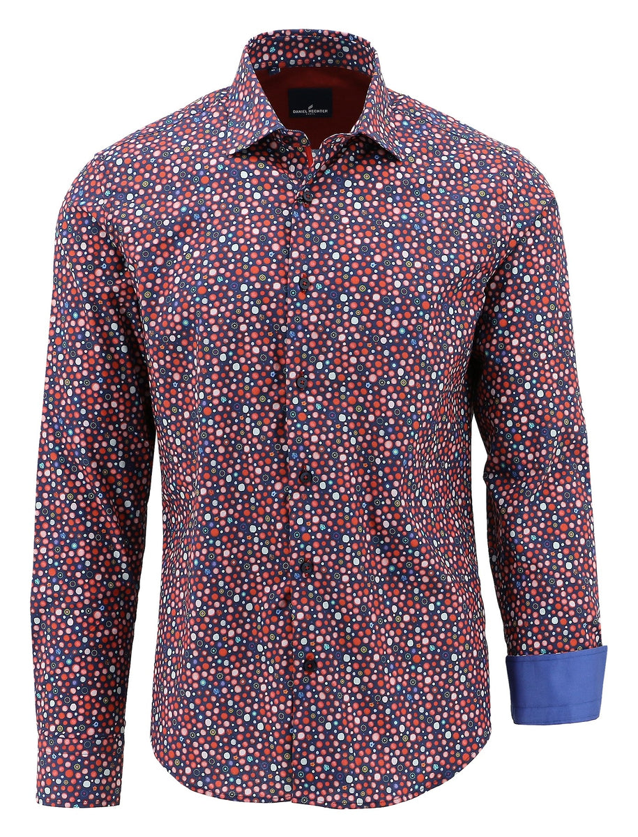 DANIEL HECHTER W23DCT4-48 Vogue Red Navy Print Shirt – E-Male Store